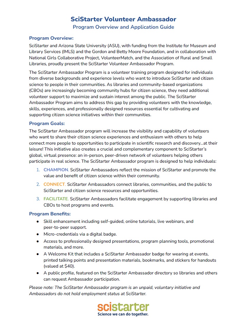 SciStarter Ambassadors - SciStarter